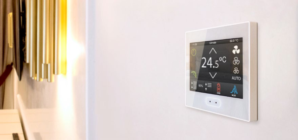 Zennio ZVIZ35V2A Емкостная сенсорная панель с 3,5-дюймовым дисплеем и датчиком влажности, Z35 v2 ...